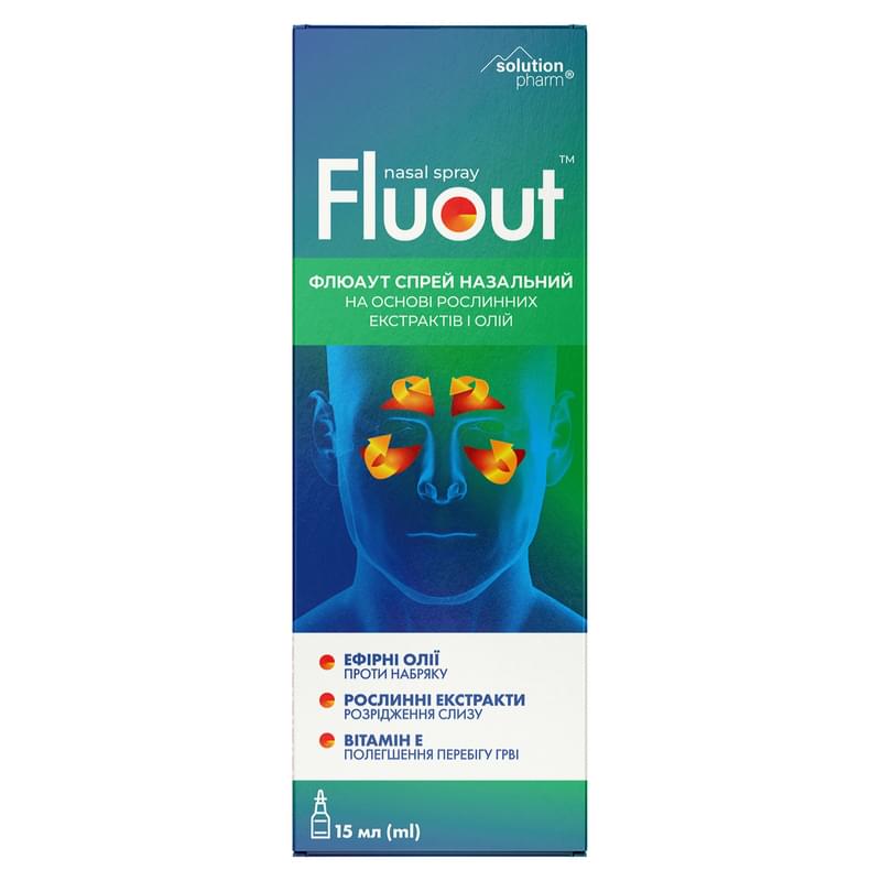 Флюаут спрей для носа на основі рослинних екстрактів і олій флакон 15 мл Solution pharm ...